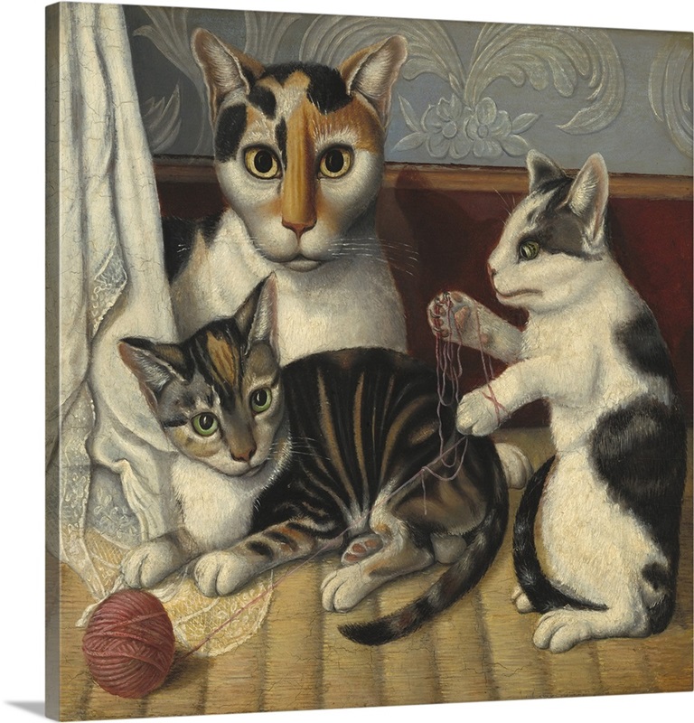 Cat and Kittens, by Anonymous, c. 1872-83, American painting | Great ...