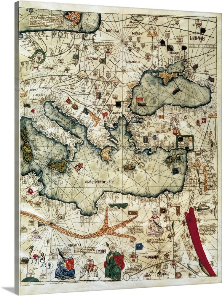 Catalan Atlas, 3rd-4th Leaves, Known World in 1375. Detail Wall Art ...