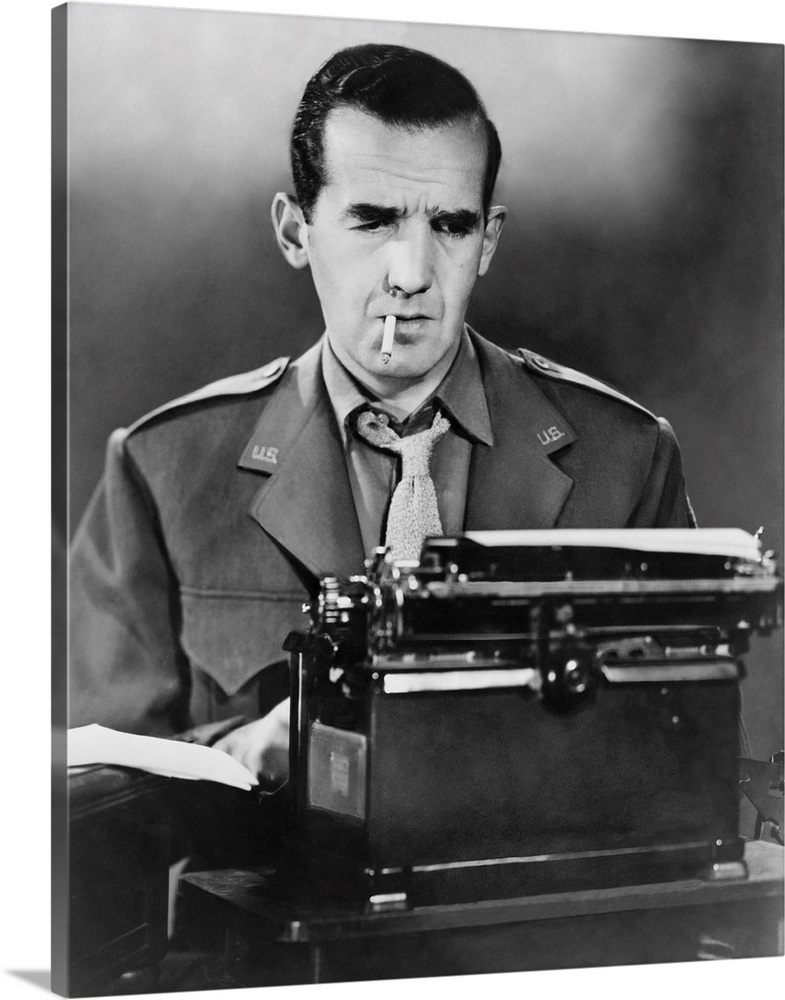 CBS News Correspondent Edward R. Murrow At His Typewriter In Wartime ...