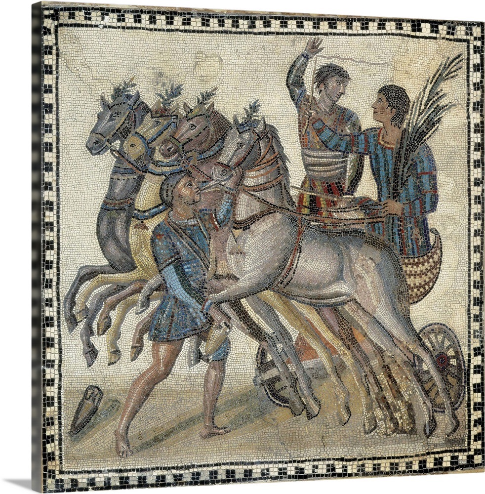 Chariot Race, Roman mosaic Wall Art, Canvas Prints, Framed Prints, Wall ...