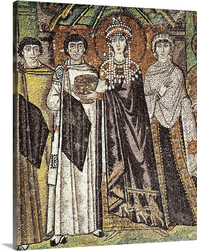 Empress Theodora with her Court, Early Byzantine mosaic | Great Big Canvas