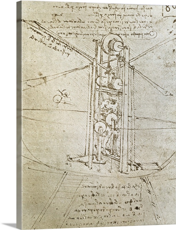 Flying Machine, drawing by Leonardo da Vinci. Ca. 1488 | Great Big Canvas