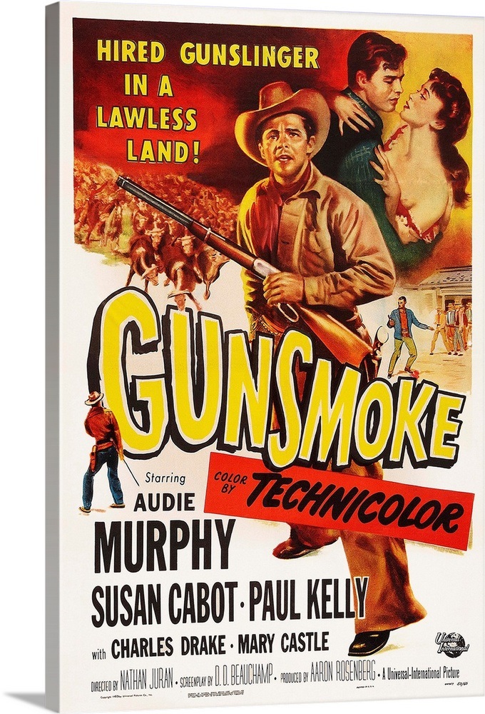 Gunsmoke, Audie Murphy, Susan Cabot, 1953 Wall Art, Canvas Prints ...