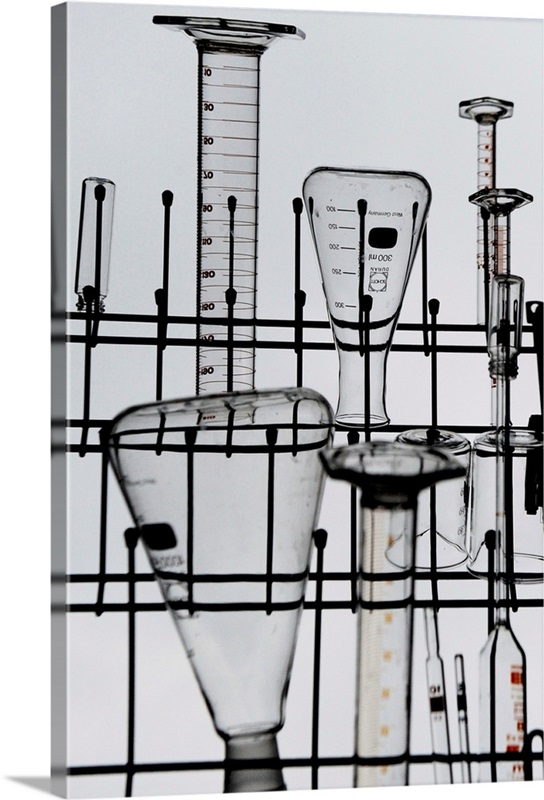 Laboratory vessels on drying rack | Great Big Canvas