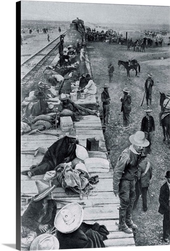 Mexican Revolution (1910-19). Train with wounded revolutionary fighters ...