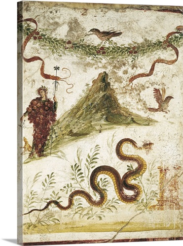 Painting of the atrium of the Centenary. Bacchus and Vesuvius | Great ...
