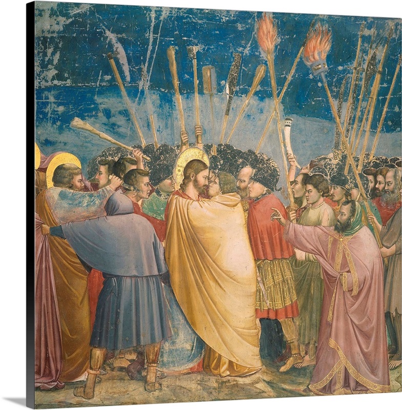 Passion, The Kiss of Judas, by Giotto, 1303-1306. Scrovegni Chapel ...