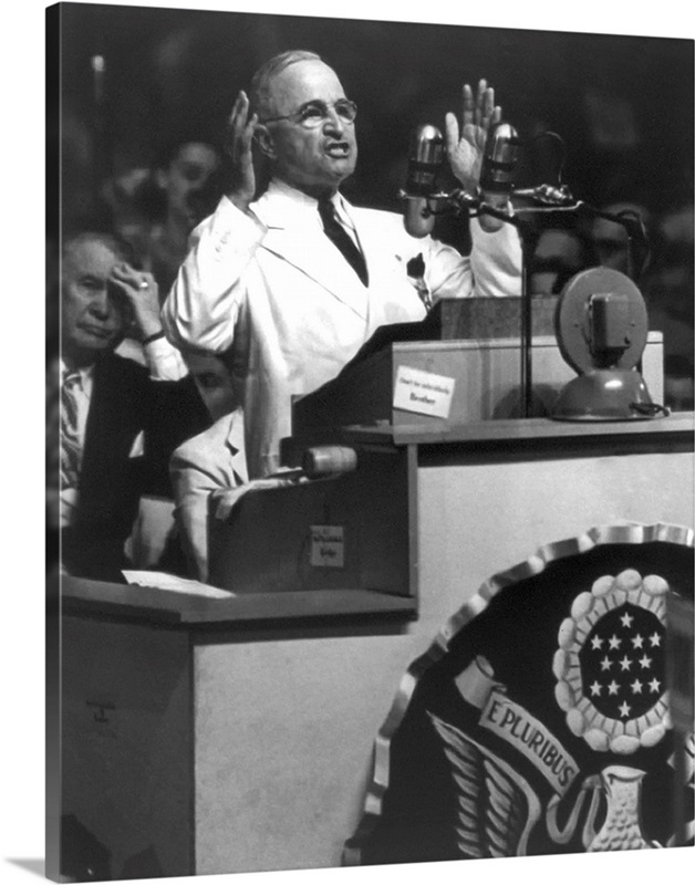 President Harry Truman Delivering Acceptance Speech At Democratic ...