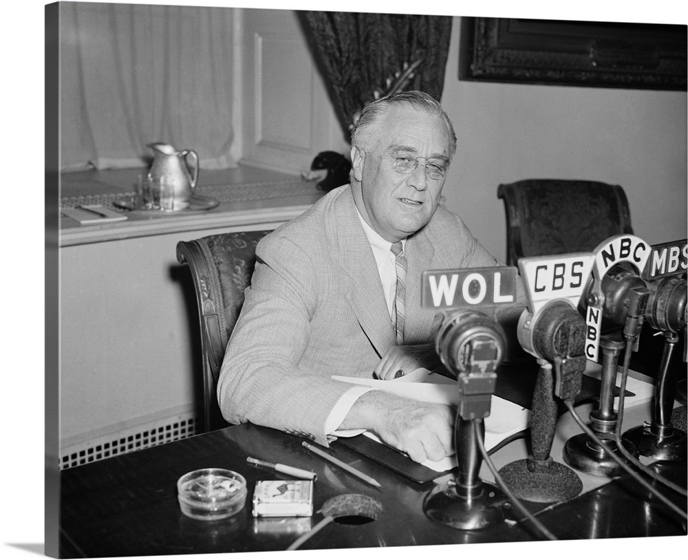 President Roosevelt Broadcasting Fireside Chat On May 26, 1940 Wall Art ...