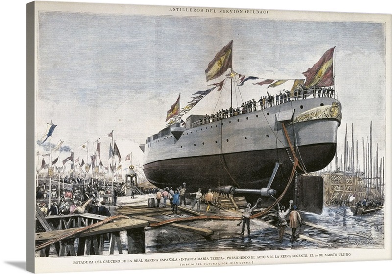 Spain (1890) Launching of the cruise ship Infanta Mar?a Teresa Wall Art ...