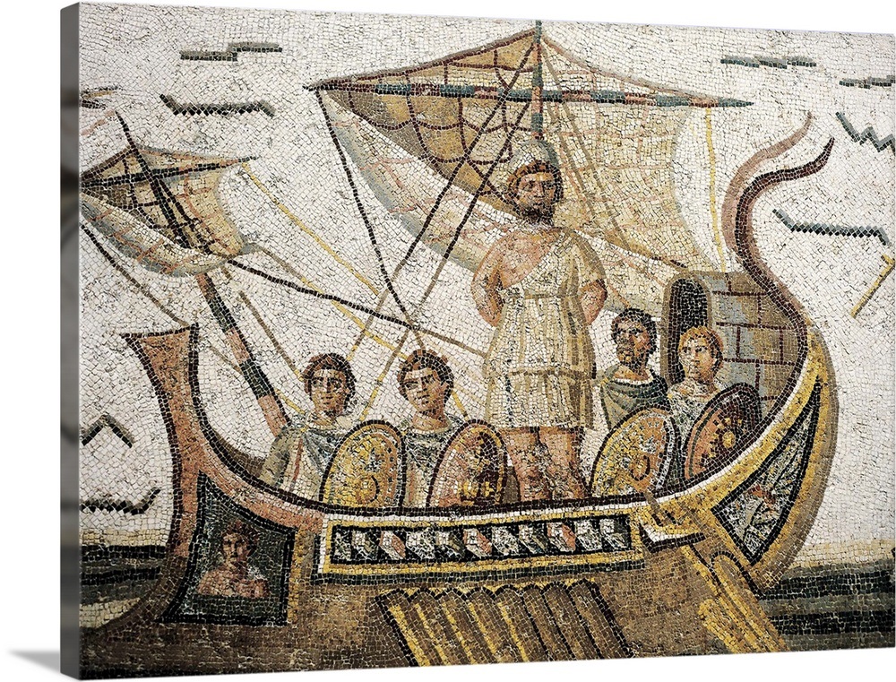 Ulysses and the Sirens, Roman mosaic Wall Art, Canvas Prints, Framed ...