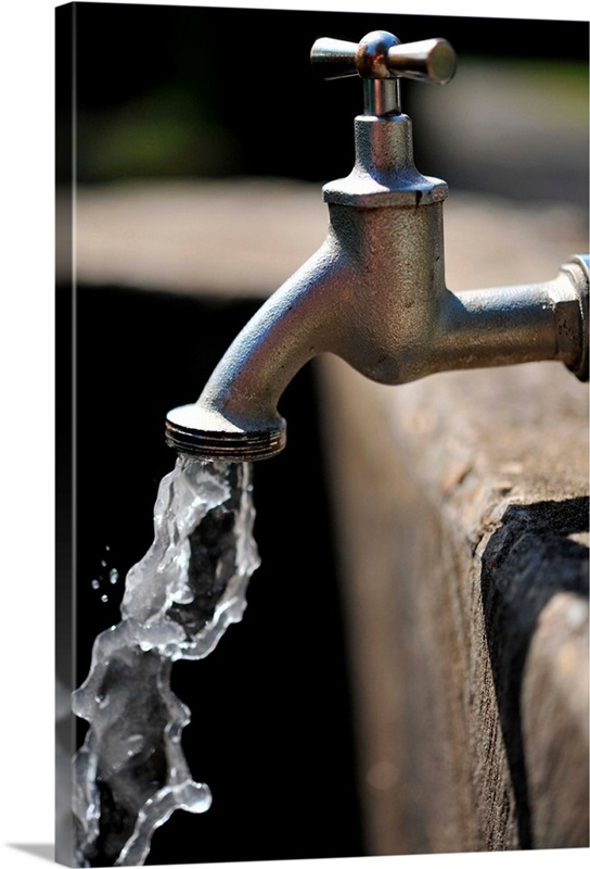Water Running Out Of Water Tap | Great Big Canvas