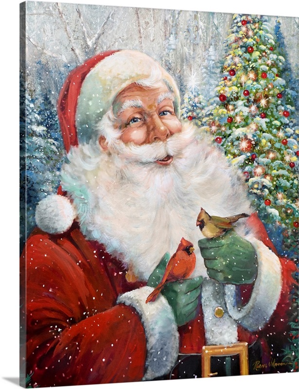 Santa And Cardinals | Great Big Canvas