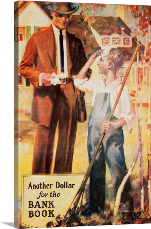 1920's American Banking Poster, Another Dollar For The Bank Book ...