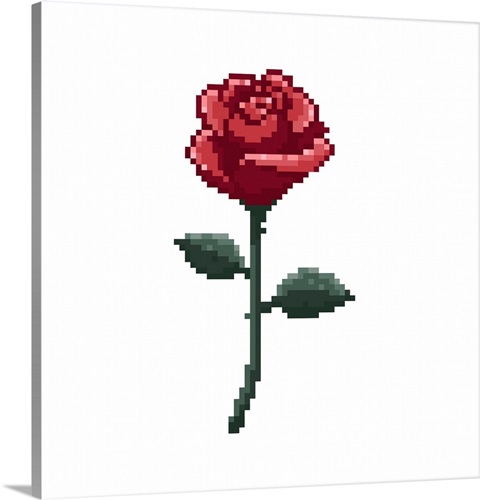 8-Bit Retro Rose Bud Wall Art, Canvas Prints, Framed Prints, Wall Peels ...