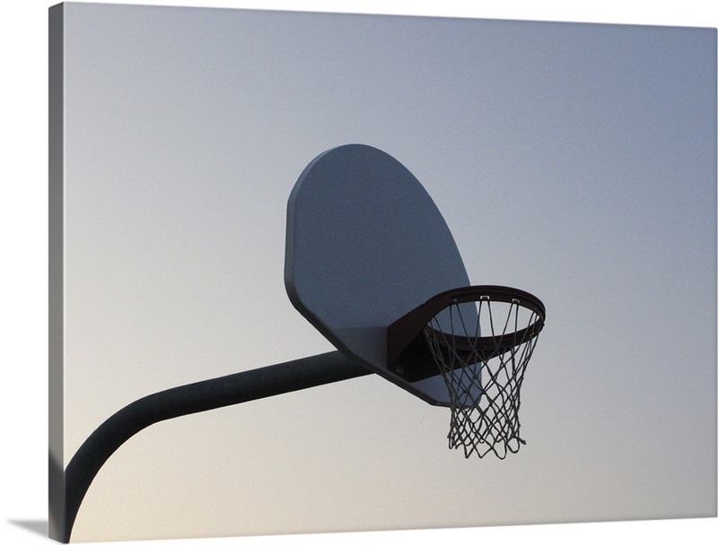 A basketball backboard hoop and net. Clear blue sky | Great Big Canvas