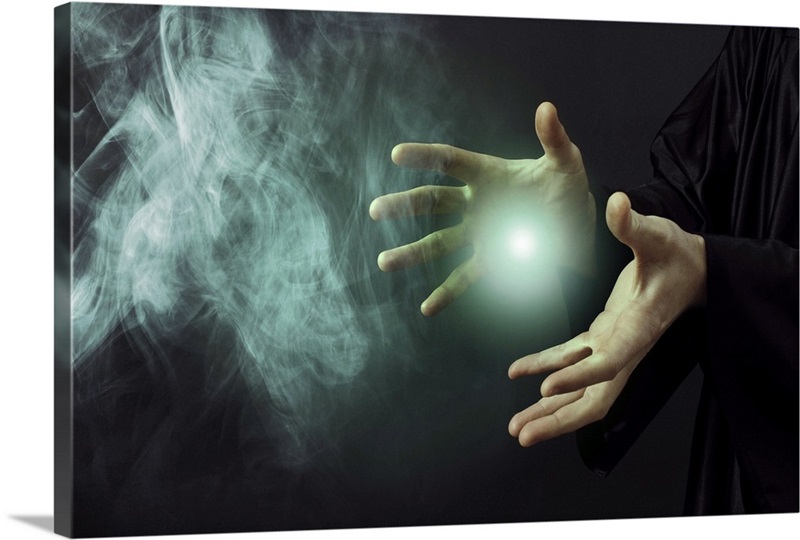A fantasy wizard making magic with his hands. | Great Big Canvas