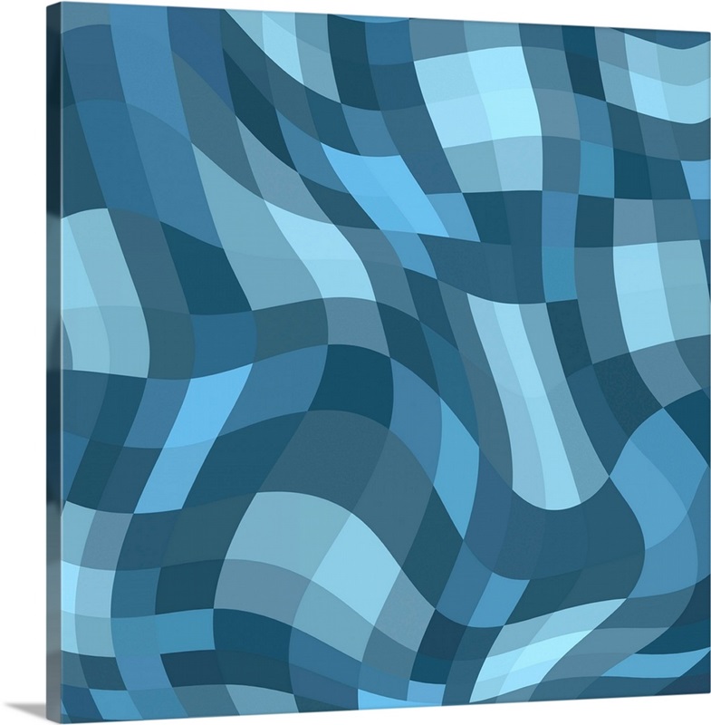 Abstract blue wavy checkered pattern | Great Big Canvas