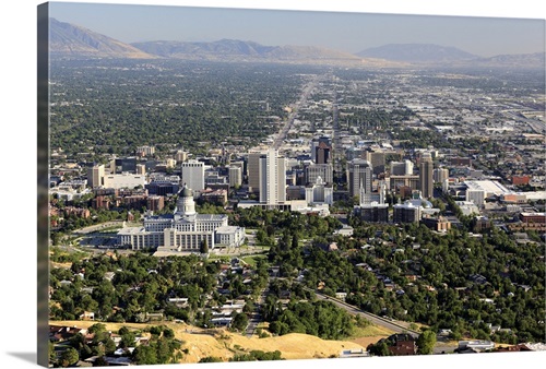 Aerial view of downtown Salt Lake City, Utah | Great Big Canvas