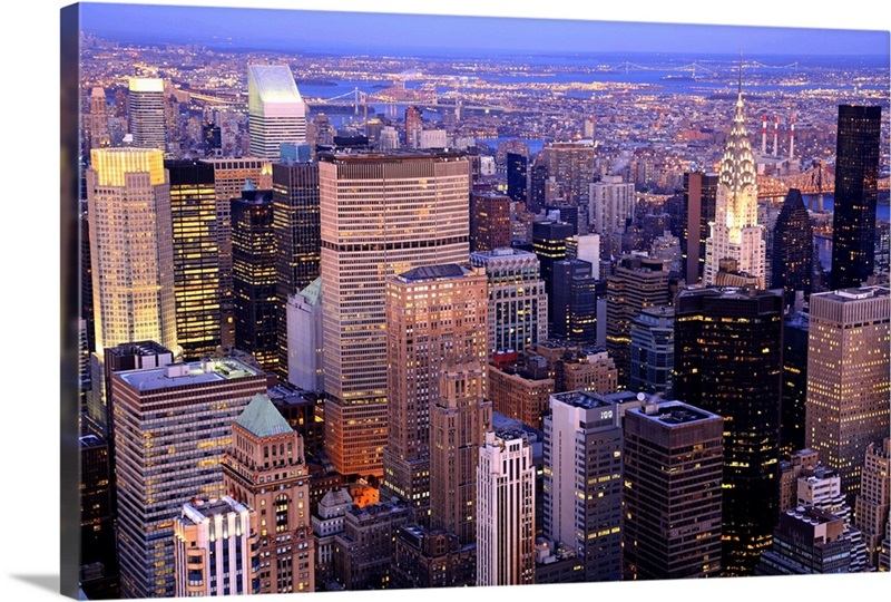 Aerial view towards Midtown and Upper East Side Manhattan, New York ...