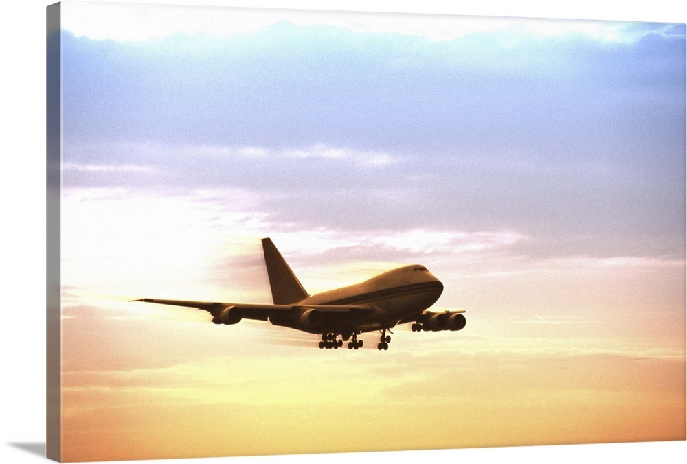 Airplane in flight at dusk Wall Art, Canvas Prints, Framed Prints, Wall ...