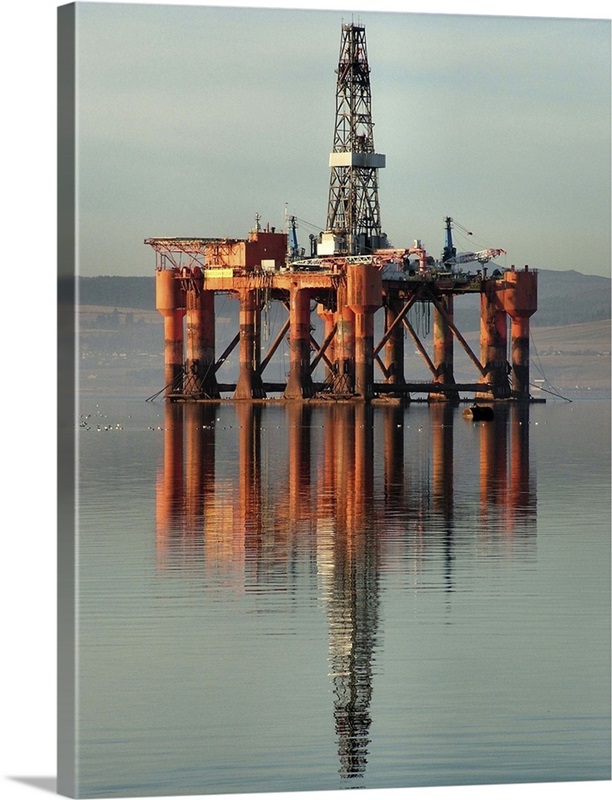 An Oil Rig reflected in the winter sun | Great Big Canvas