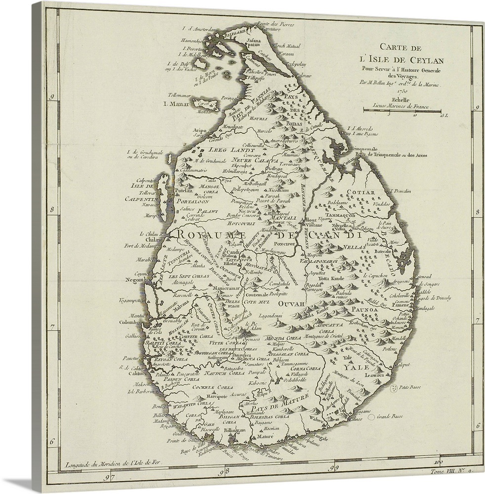 Antique map of island of Ceylon , present day Sri Lanka Wall Art ...