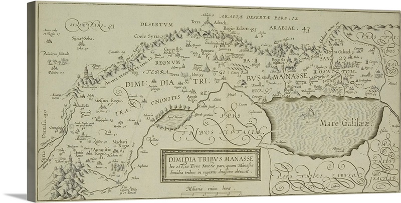 Antique map of the holy land with the Sea of Galilee | Great Big Canvas