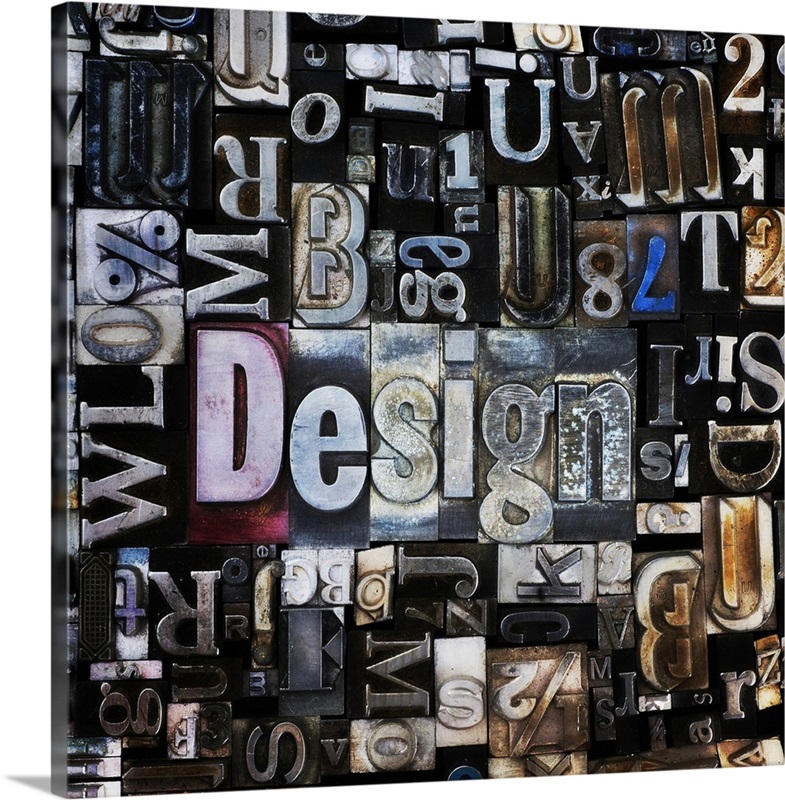 Assortment of printing blocks with word DESIGN in the middle of picture ...