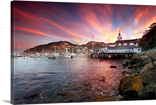 Avalon harbor at sunset | Great Big Canvas