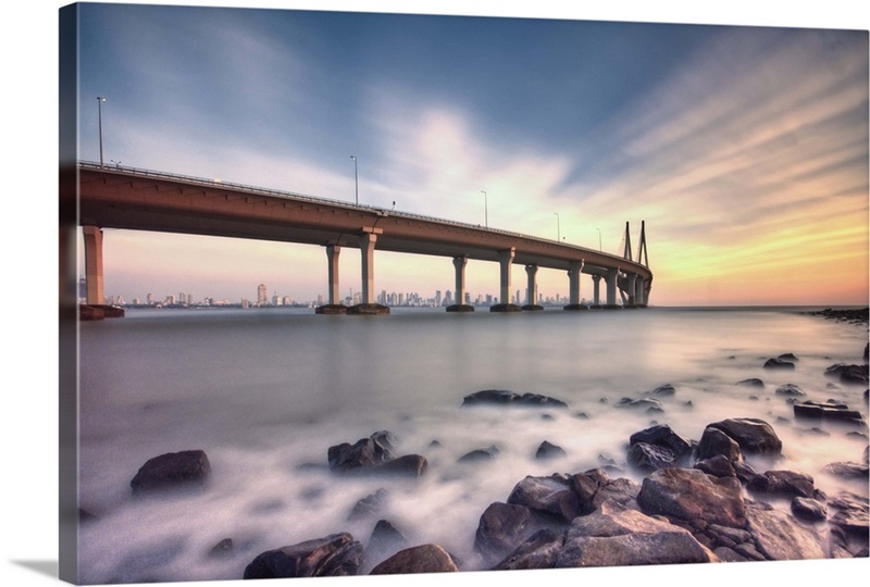 Bandra Worli sealink at sunset. | Great Big Canvas