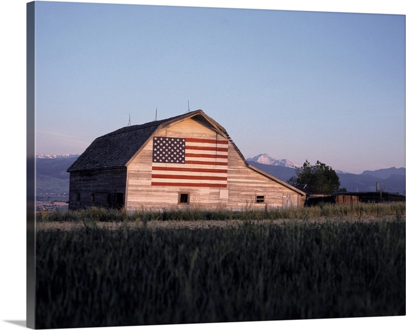 Barn with United States flag, Colorado | Great Big Canvas