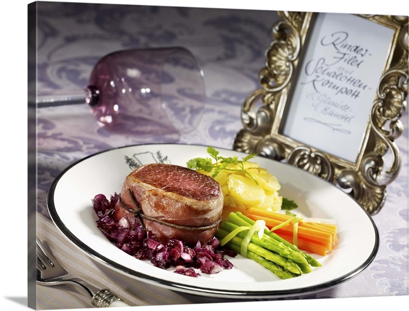 Beef filet with shallot compote and bunch of vegetables | Great Big Canvas