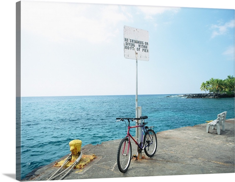 Bike with the sea in the background | Great Big Canvas