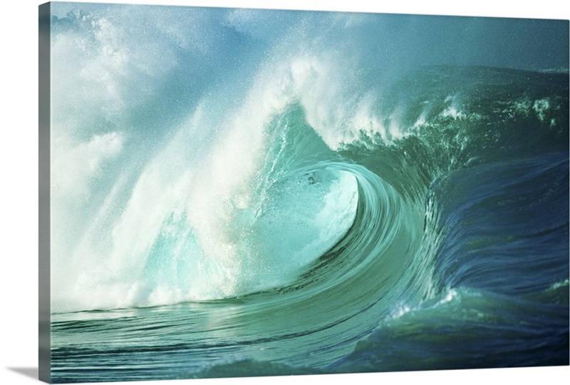 Breaking ocean wave, view along tube | Great Big Canvas