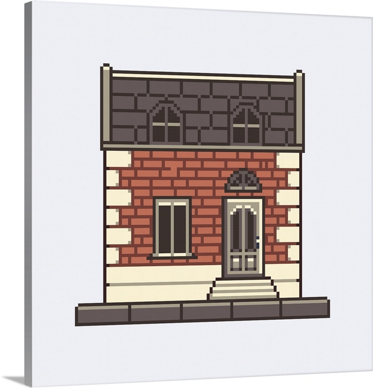 Brickwork Cottage Pixel Art | Great Big Canvas