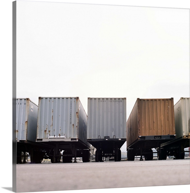 Cargo containers on trucks, rear view | Great Big Canvas