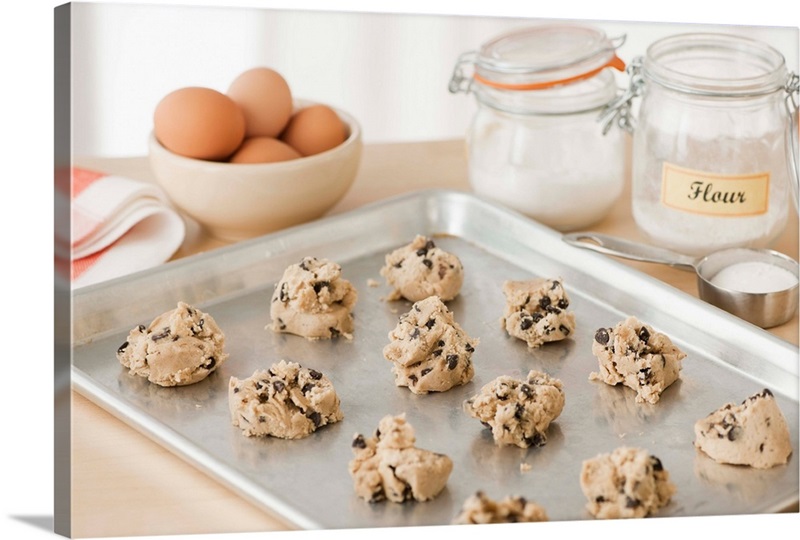 Chocolate Chip Cookie Dough on a Baking Sheet | Great Big Canvas