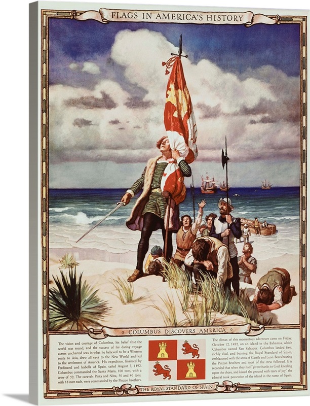 Christopher Columbus and His Men Arriving on the Shores of America ...