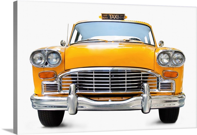 Classic yellow cab on white background | Great Big Canvas