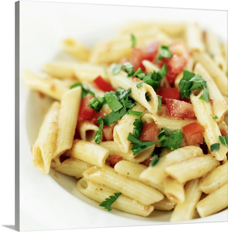 close-up of a bowl of penne pasta | Great Big Canvas