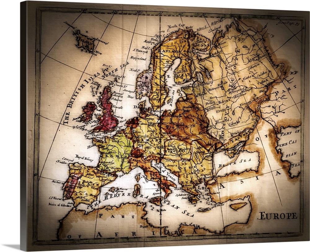 Close up of antique world map Wall Art, Canvas Prints, Framed Prints ...