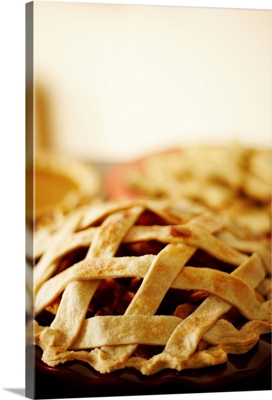 Close-up of fresh pie with lattice pattern crust | Great Big Canvas