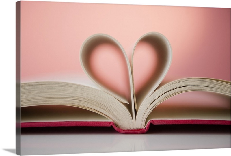 Close up of hear shape made of pages of open book | Great Big Canvas