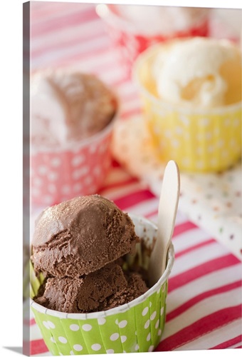 Close up of ice cream in colorful cups Wall Art, Canvas Prints, Framed ...