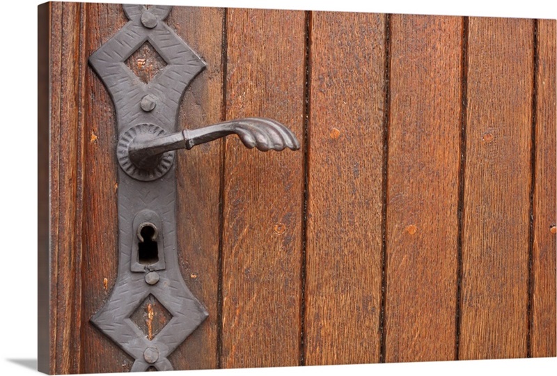 Close-up of lock on wooden door Wall Art, Canvas Prints, Framed Prints ...