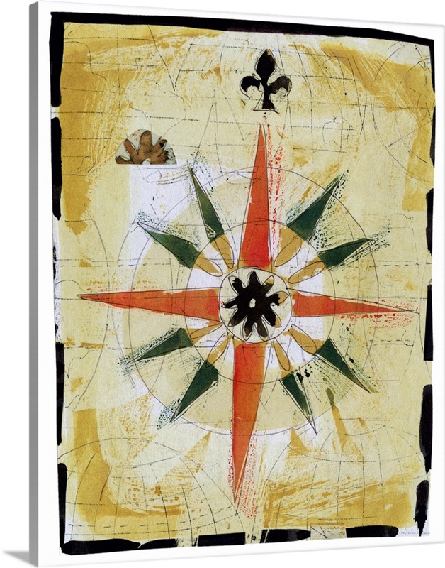 Compass rose on nautical chart | Great Big Canvas