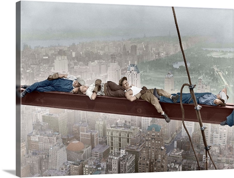 Construction Workers Resting on Steel Beam Above Manhattan | Great Big ...