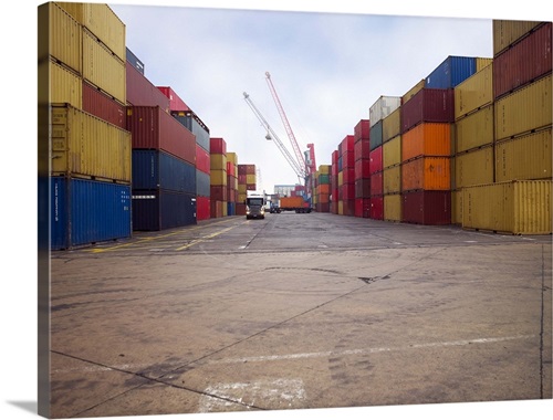 Containers stacked in a shipping yard | Great Big Canvas