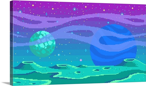 Cosmic Planet Surface Pixel Art Wall Art, Canvas Prints, Framed Prints ...